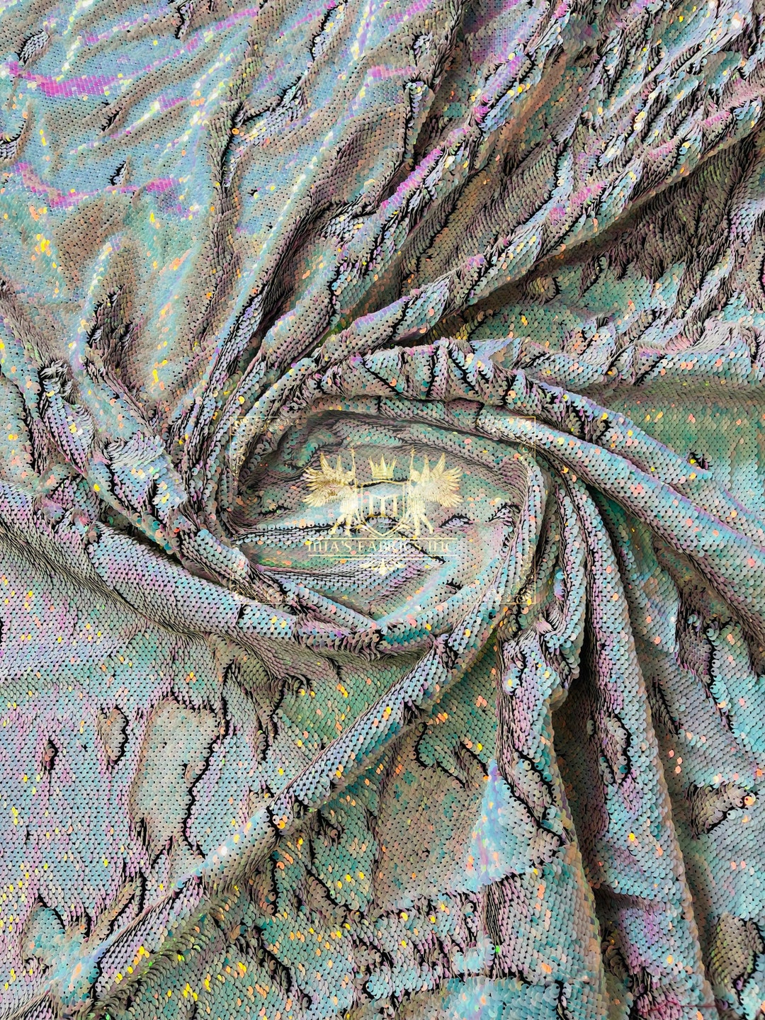 Aqua/pink Iridescent Flip up Sequin Reversible Sequins - by the Yard ...