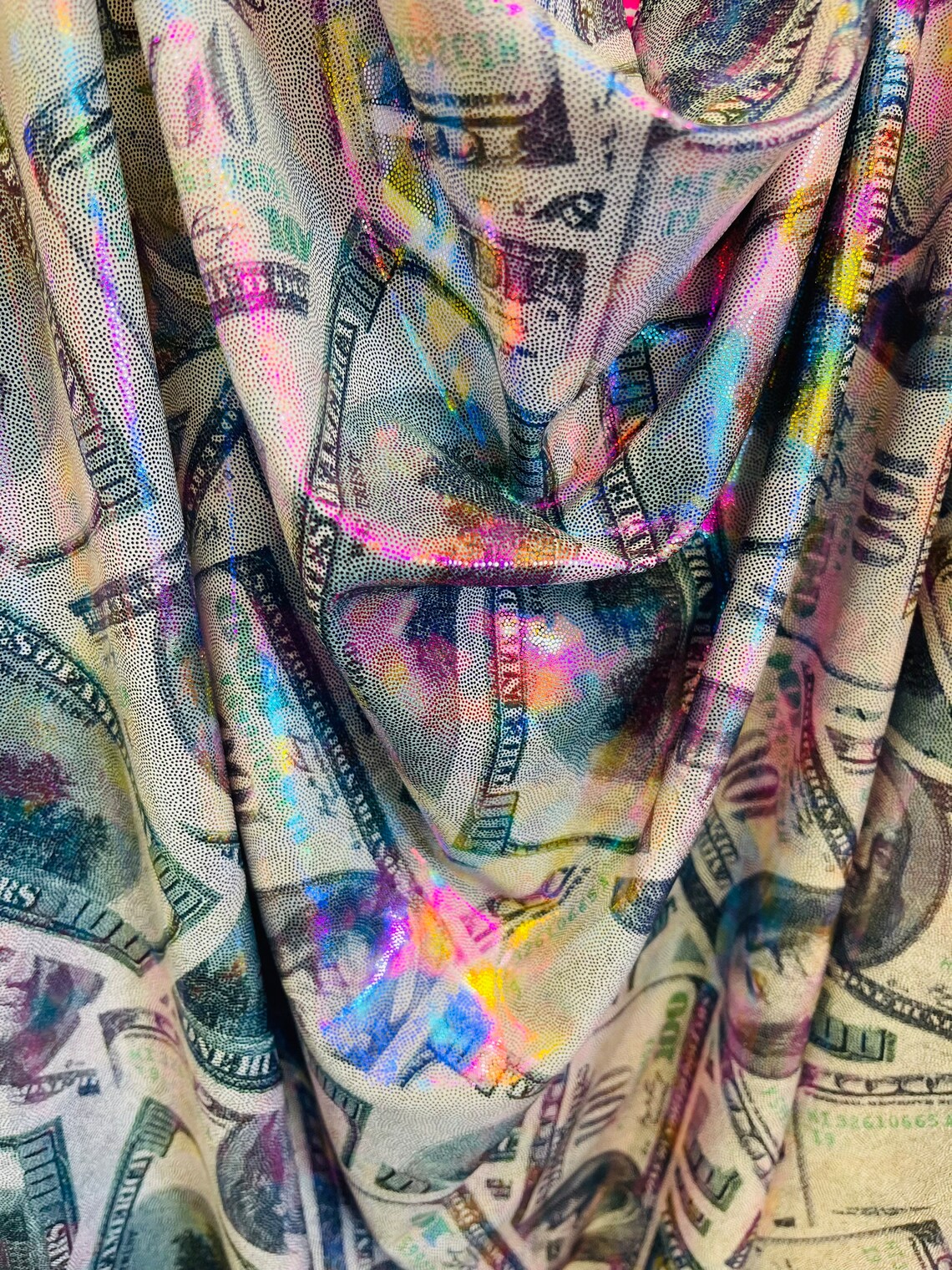 Mia's Fabrics Inc Money Print Fabric Metallic Multi - Etsy