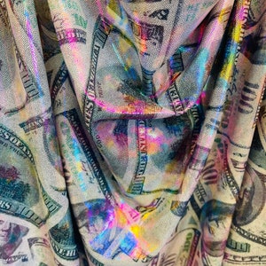 Mia's Fabrics Inc, Money Print Fabric - Metallic Multi Color - 100 ...