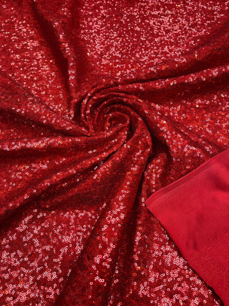 Red Holographic Mini Glitz Sequin Fabric: 4-way Stretch Spandex, Sold ...