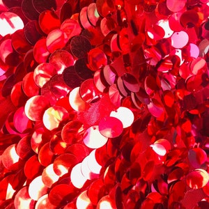 Red Round Sequin Paillette Iridescent, Tear Drop Mermaid Sequins Fabric ...