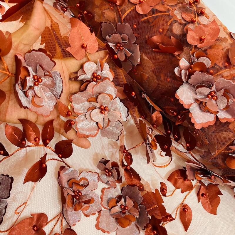 Floral 3d Embroidered Fabric - Etsy