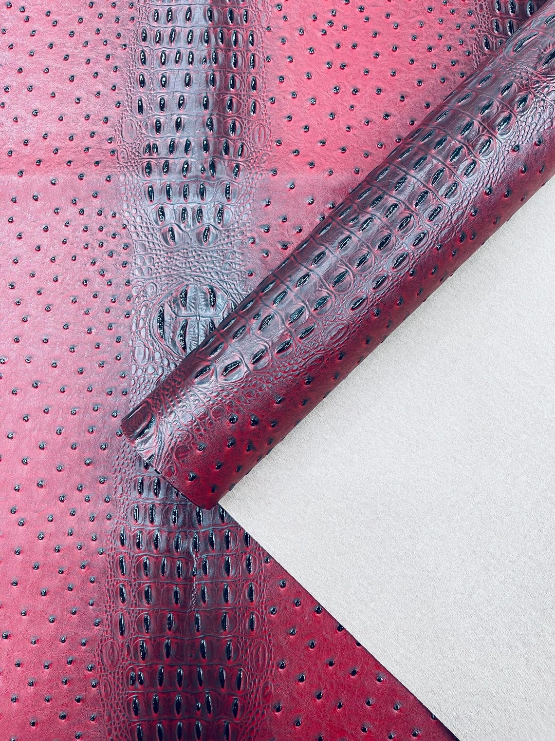 Burgundy Embossed Ostrich Gator Vinyl Fabric: Upholstery, Purses, Shoes ...