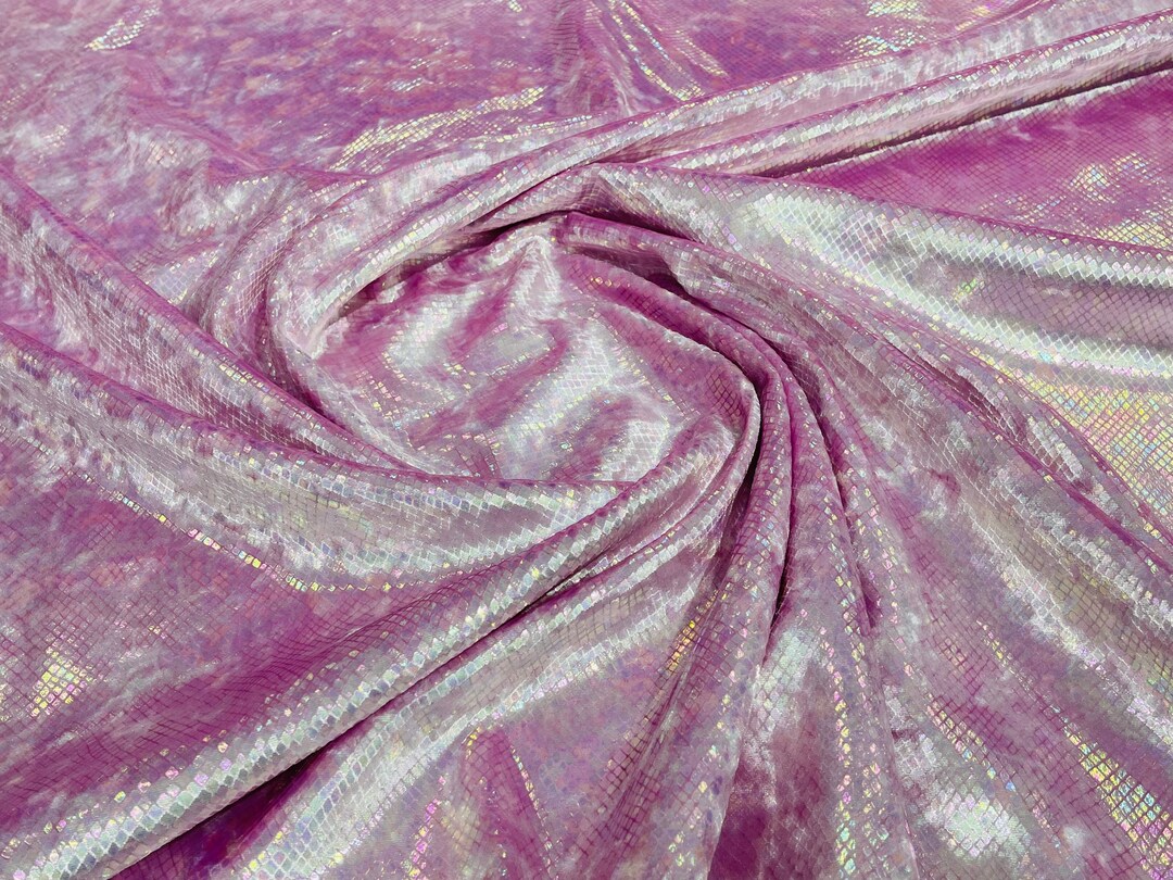 Pink Iridescent Snake Skin on Stretch Velvet - Sold by the Yard - 58 ...