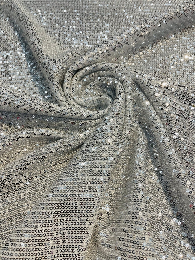 Silver Mille Stripe Sequin Fabric: 4-way Stretch Mesh, Couture Gown - Etsy