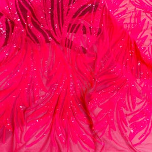 Hot Pink Sequin Fabric: 4-way Stretch Lace Mesh, Prom Gown - Etsy
