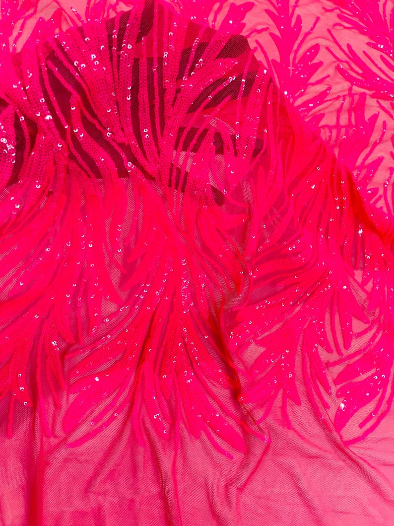 Hot Pink Sequin Fabric: 4-way Stretch Lace Mesh, Prom Gown - Etsy