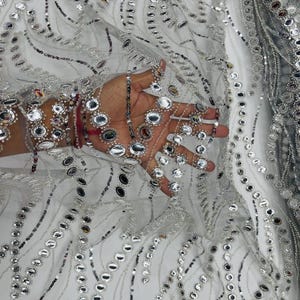 Silver Embroidered Sequin Beaded Fabric by the Yard, Fashion Design ...