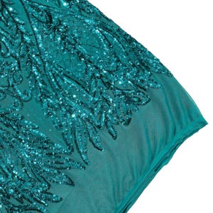 Teal Green Sequin Fabric 4 Way Stretch Damask Design Sequins on Spandex ...