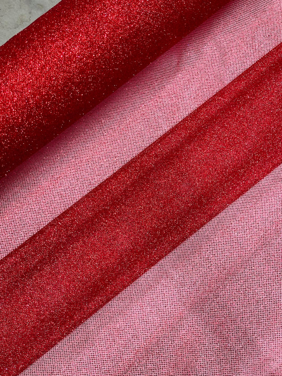 Red Glitter Mesh Fabric, Sparkle Mesh Fabric With Glitter Fabric by the ...