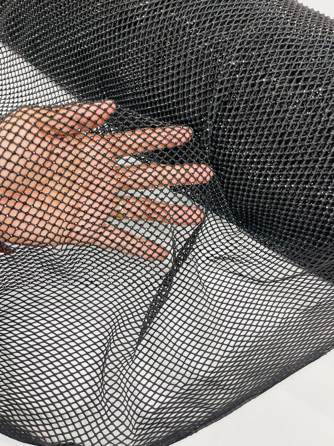 Black Rhinestone Fishnet Fabric: Stretch Spandex Costume Material - Etsy