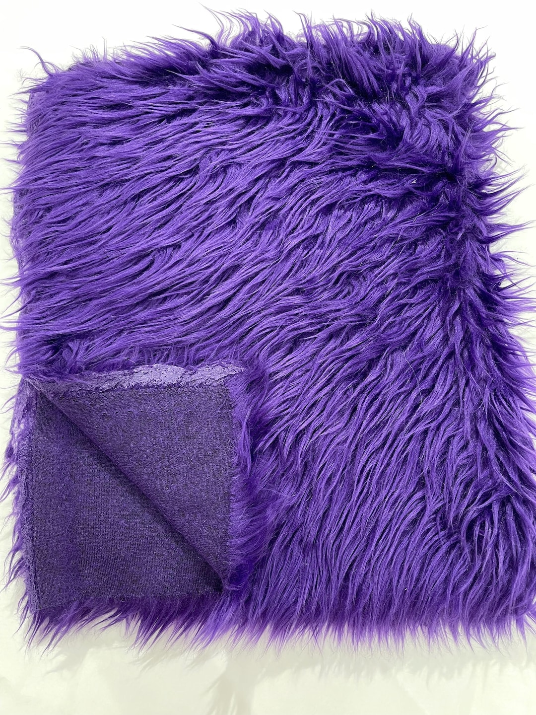 Purple Shaggy Faux Fur Fabric by Yard, Long Pile Luxury Shaggy Craft ...