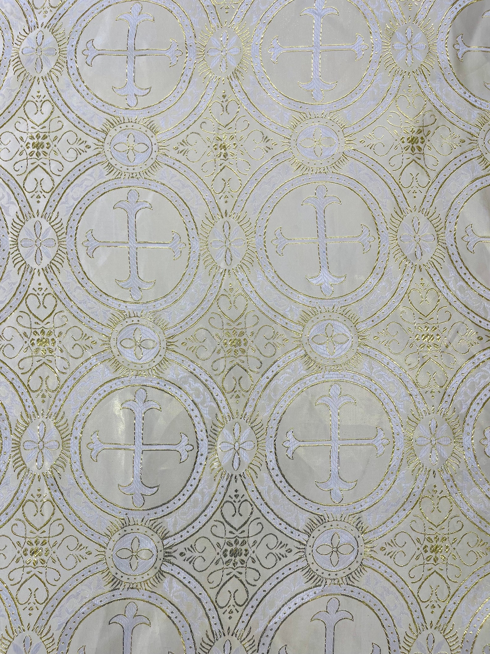 Ivory & Gold Cross Brocade: Religious Jacquard Fabric, 58/60" Wide - Etsy