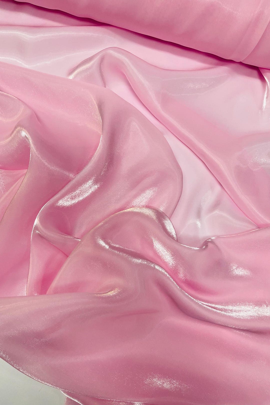 Baby Pink Shimmer Liquid Chiffon Fabric: Ultra Glossy Bridal Material ...