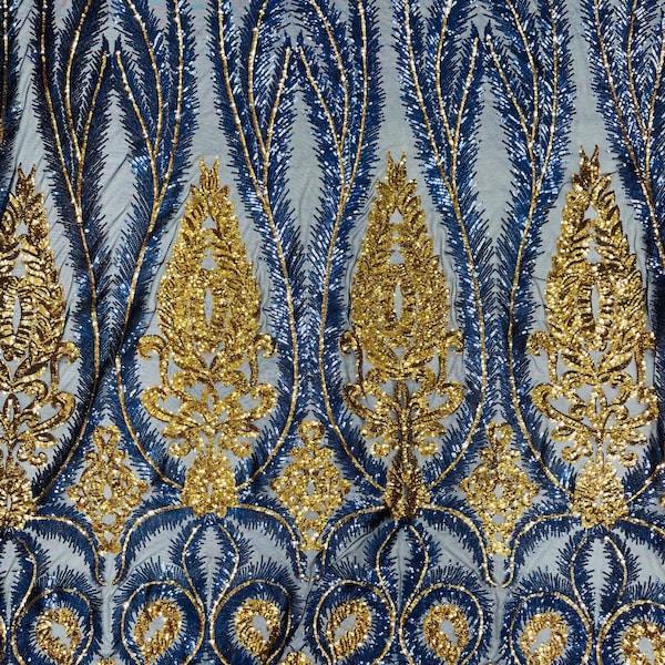 Navy and Gold Fabric - Etsy