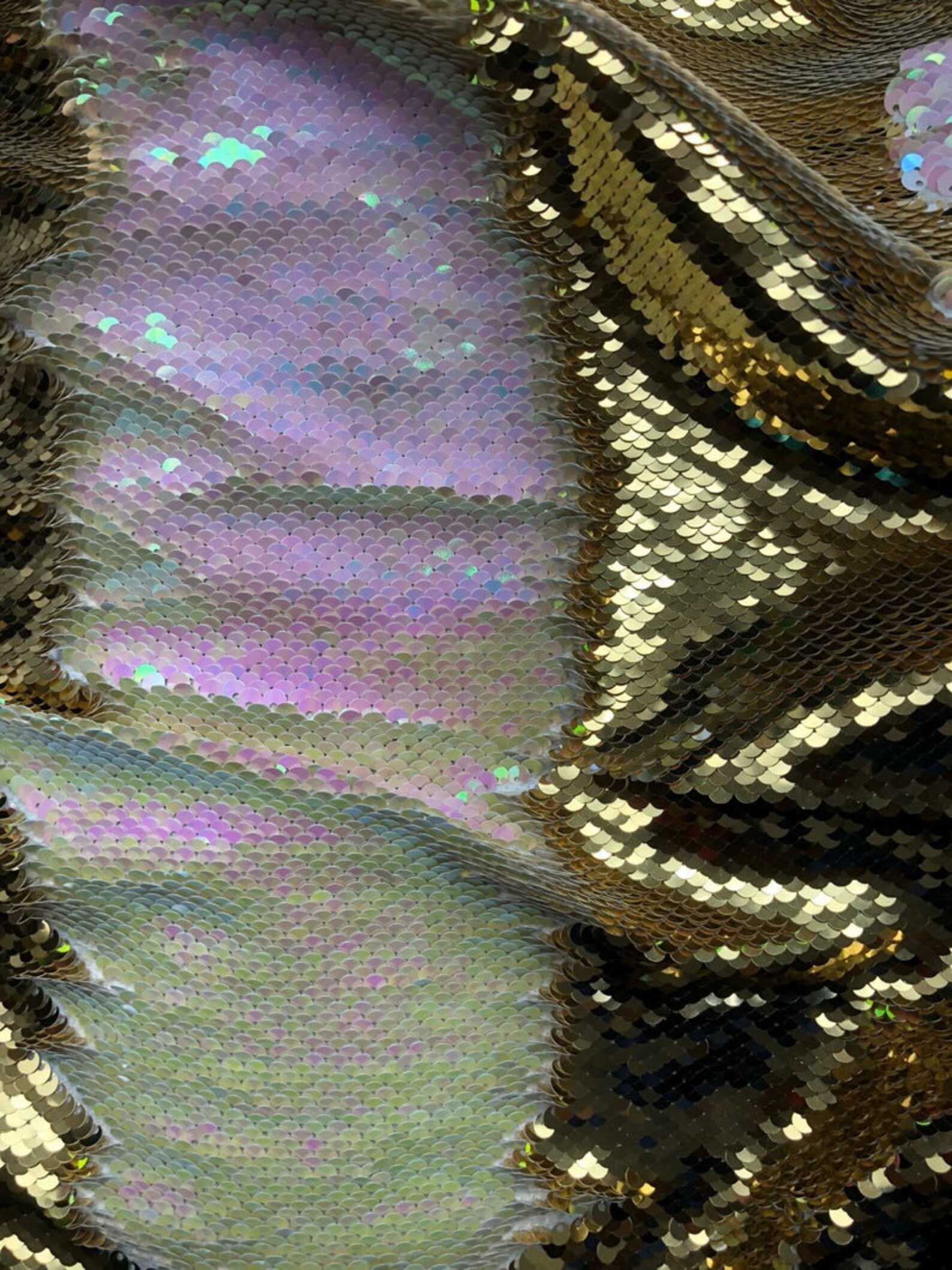 Iridescent Pink/gold Flip up Sequins Reversible 2-way Stretch - Etsy