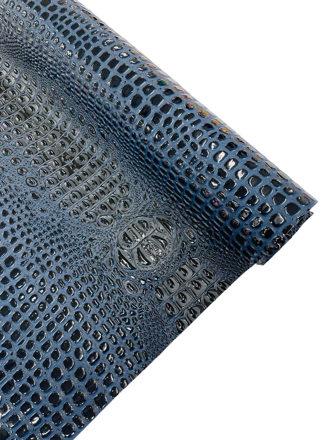 Navy Gator 3D Embossed Vinyl Fabric Faux Fake Leather Vinyl Fabric ...