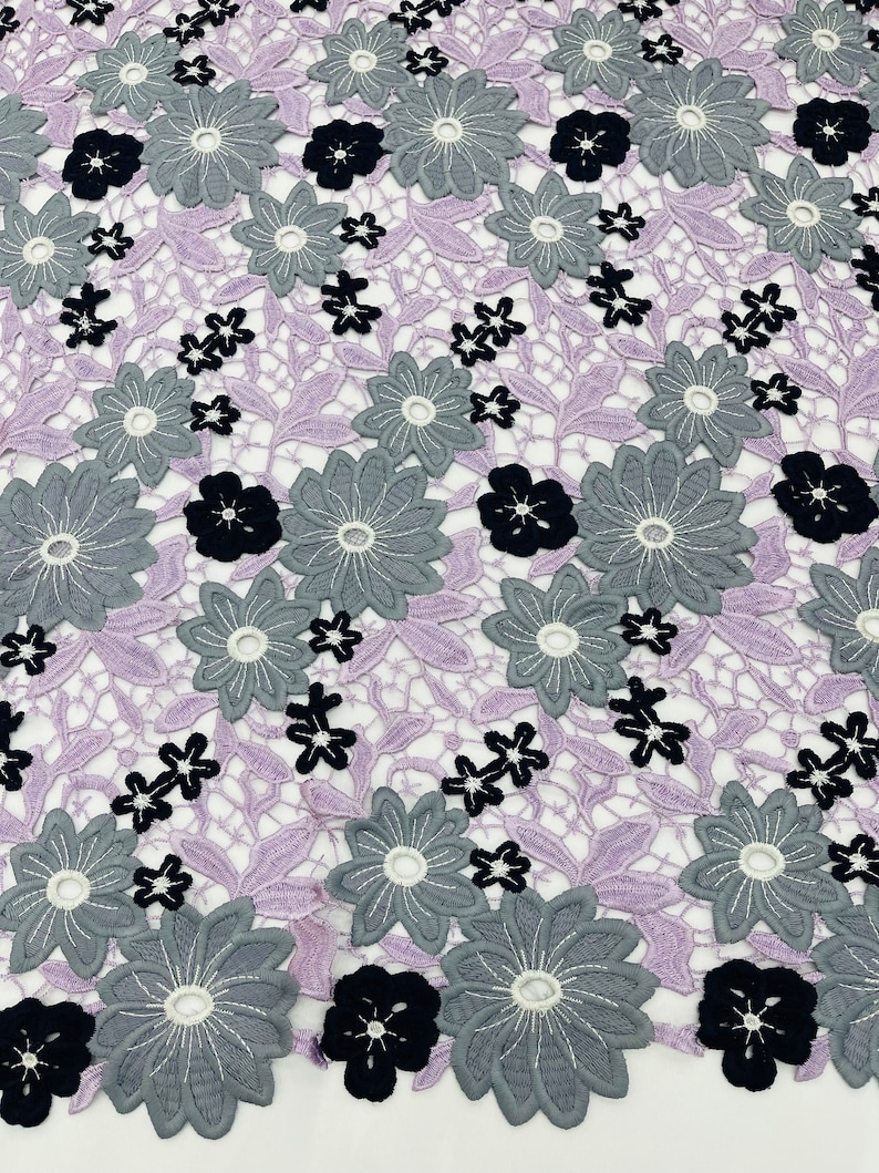 Lilac Floral Guipure Lace Fabric: Silver Flower Wedding Lace - Etsy