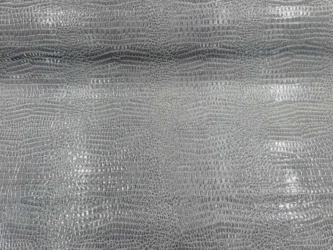 Gray Vinyl Faux Fake Leather Pleather Embossed Shiny Alligator - Etsy