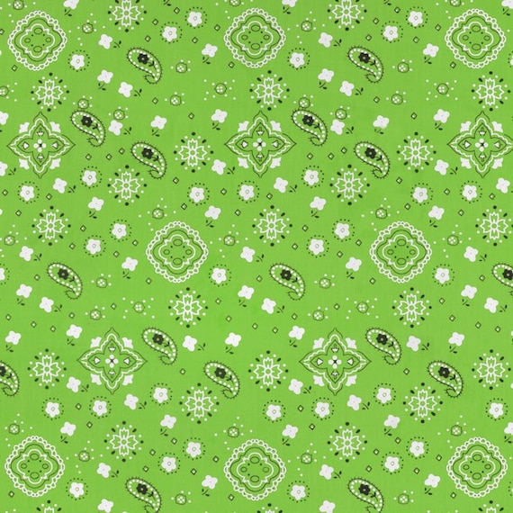 Lime Green Bandana Print Fabric Cotton/polyester Sold by the | Etsy