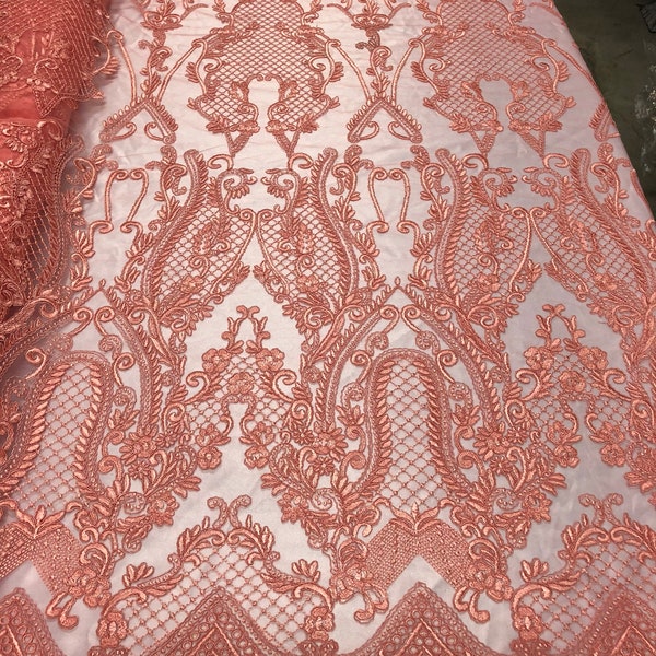 Coral Damask - Etsy