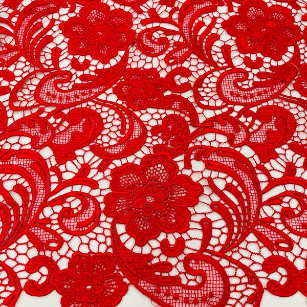 Red Lace Fabric - Etsy