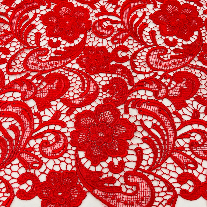 Red Lace Fabric - Etsy