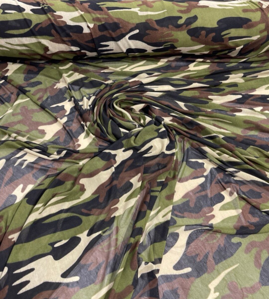 Camouflage Design Print on Power Mesh Fabric 60" Wide, 4 Way Stretch ...