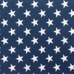 Mia's Fabrics Inc, Navy Stars Print Poly Cotton 60 Inch Fabric by the ...