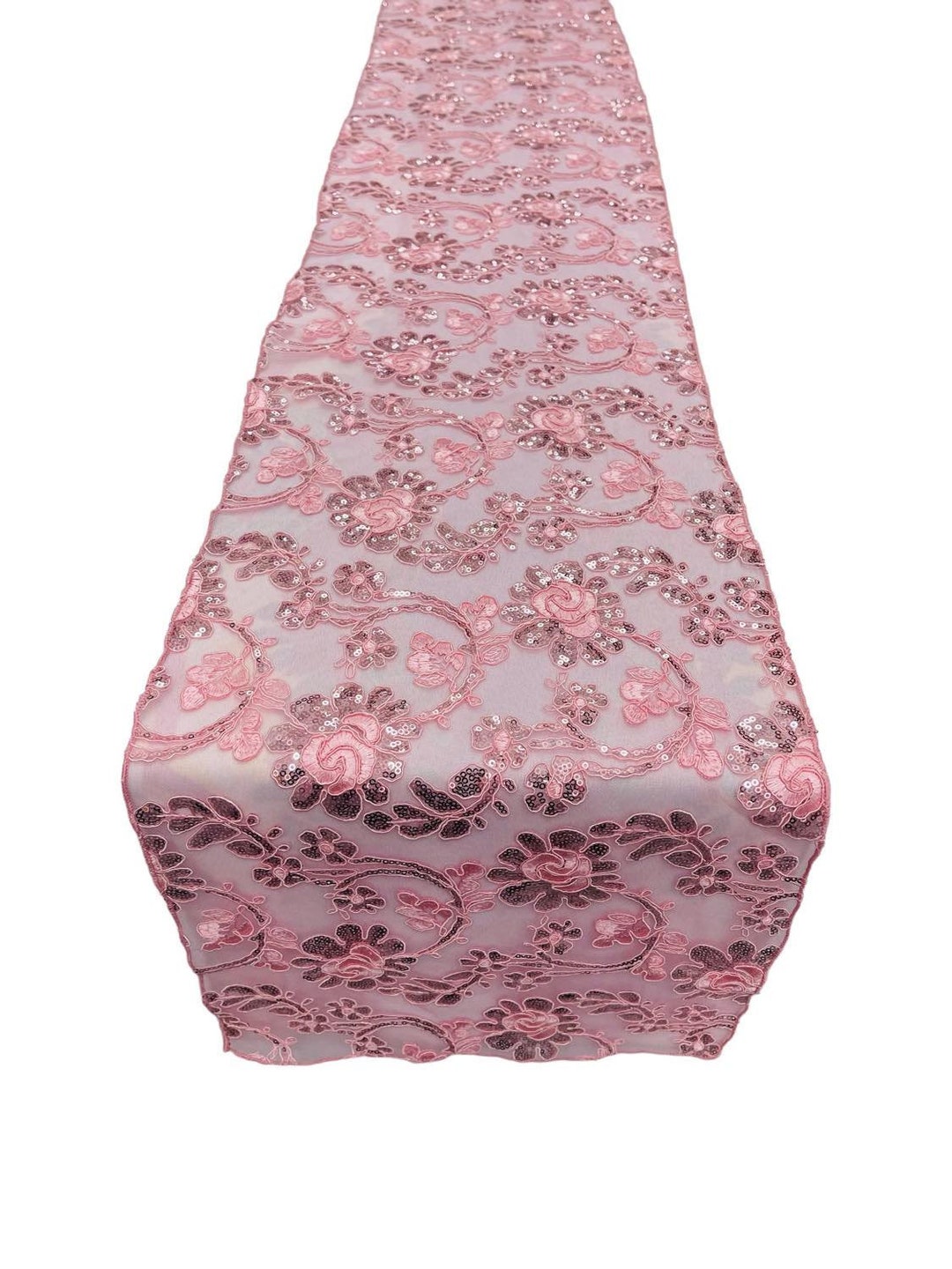 Flower Sequins Table Runner: Shiny Floral Design, Event Decor (12" X 90 ...