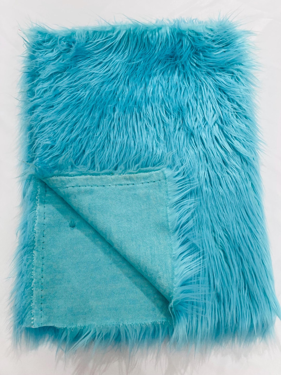 Aqua Shaggy Faux Fur Fabric by Yard, Long Pile Luxury Shaggy Craft ...