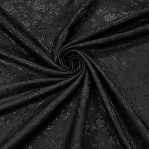 Black Floral Brocade Jacquard Satin Fabric - 58/60" Wide - Etsy Australia