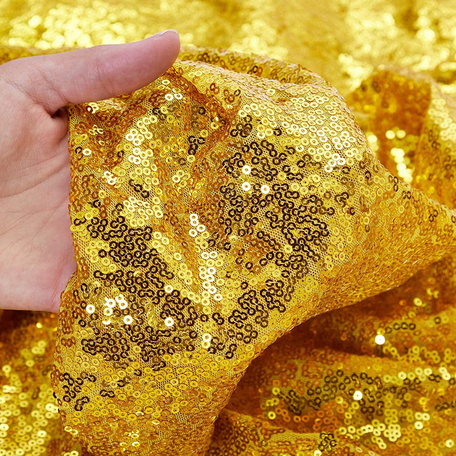 Metallic Gold Sequin Fabric: Mini Glitz Sequins, 48" Wide, by the Yard ...