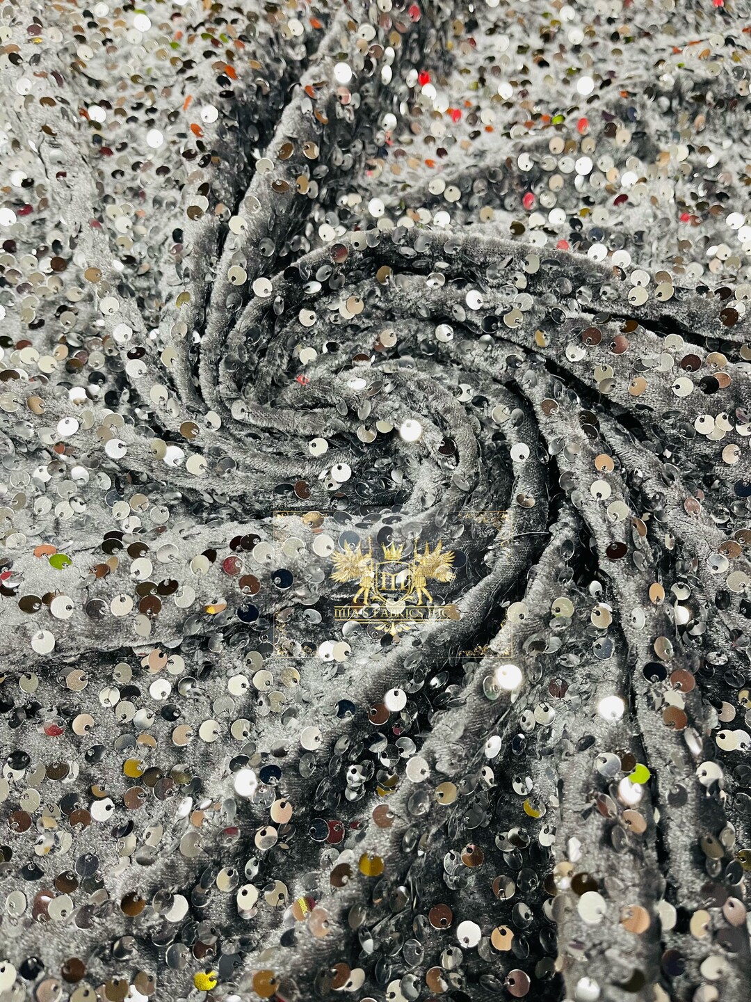 Silver Sequin Stretch Velvet Fabric: 5mm Sequins, 2-way Stretch - Etsy