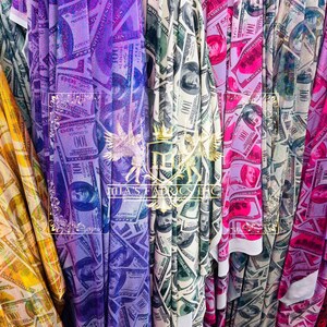 Mia's Fabrics Inc, Money Print Fabric Pink 100 Dollar Bills Stretch ...