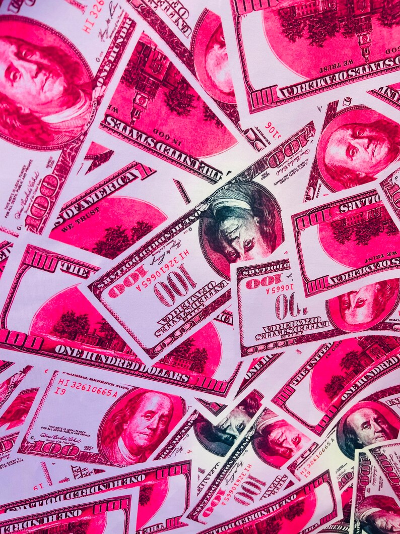Pink 100 Dollar Bill Fabric: Stretch Spandex Money Print - Etsy