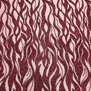 Burgundy Fire Flame Design Beaded Fabric | by the Yard | Bridal Wedding ...