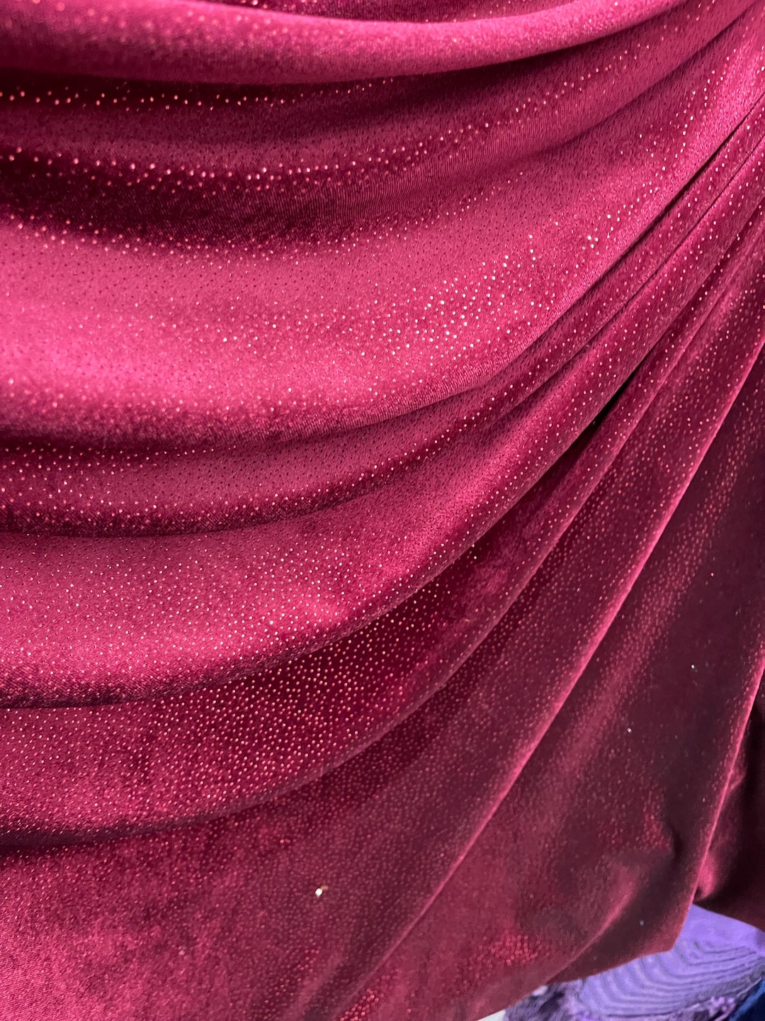 Burgundy Glitter Velvet Fabric, Soft Velvet Fabric by Yard, Sparkle ...