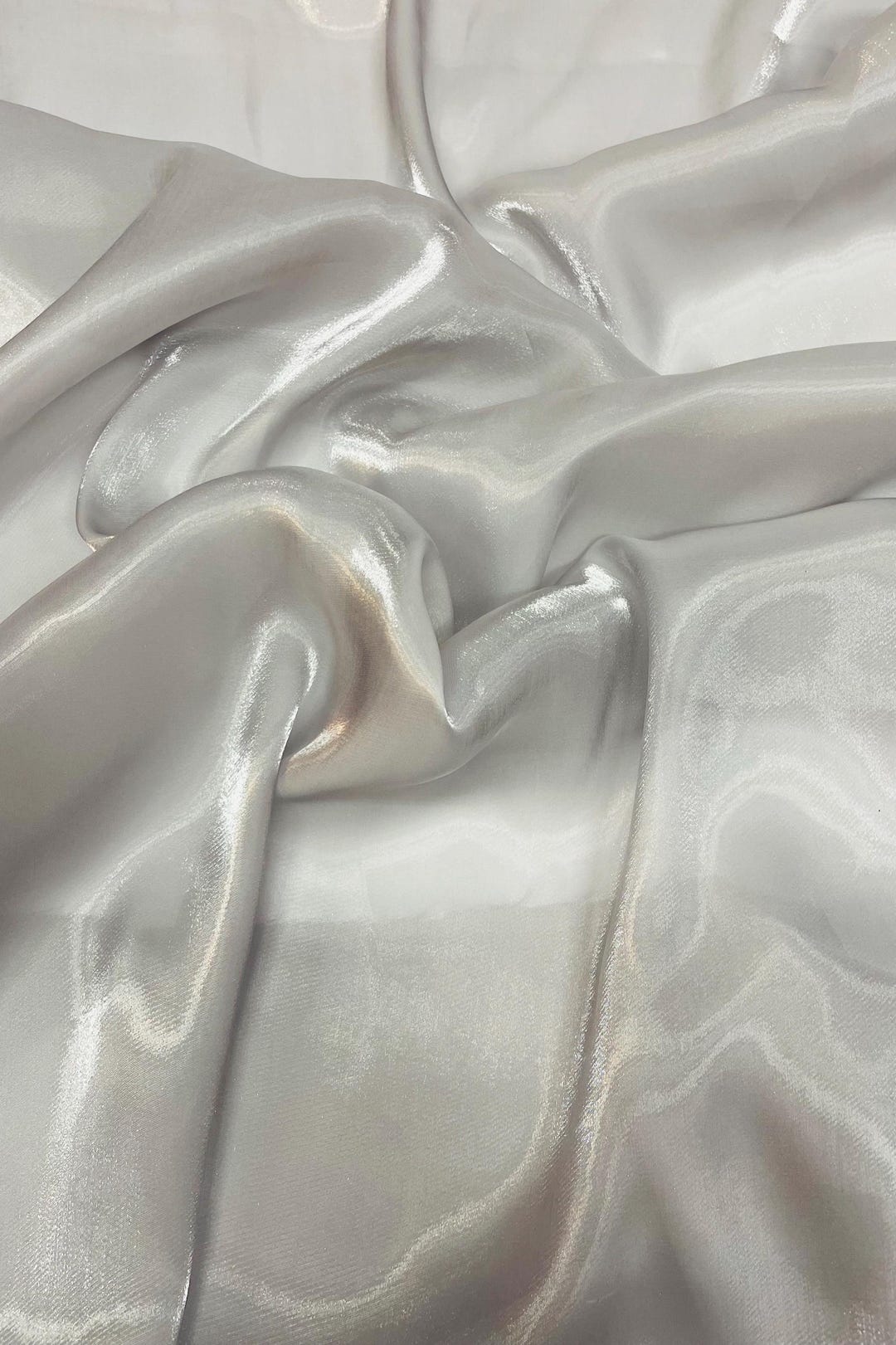 Silver Water Shine Ultra Glossy Shimmer Bridal Chiffon by Yard, Liquid ...