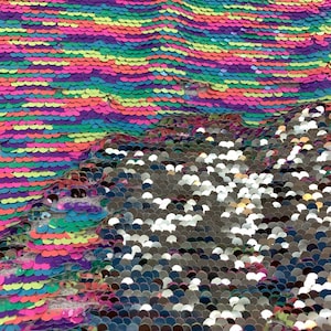 Multi-color Silver Flip up Sequins Reversible, 2-way Stretch 58/60 ...