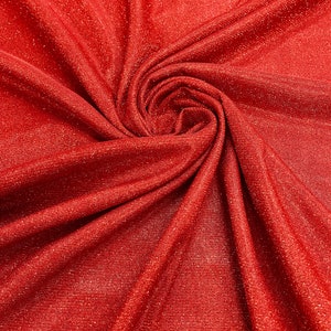 Red Shimmer Fabric by Yard, Stretch Glitter Fabric | Luxury Sparkle ...