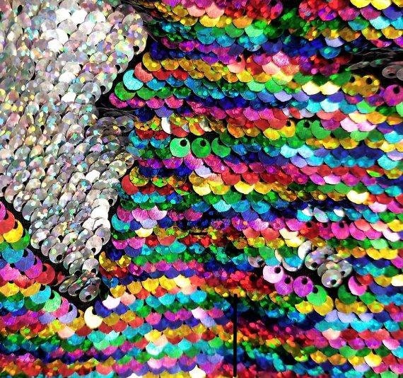 Multi-color/silver Flip up Sequins Reversible 2-way Stretch | Etsy