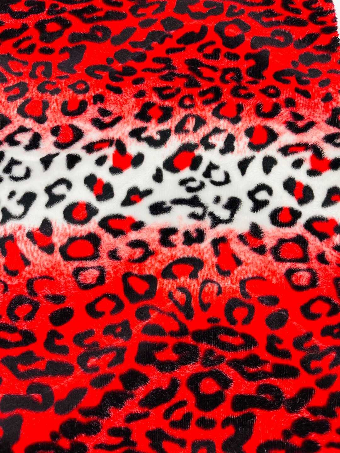 Leopard Print Velboa Faux Fur Fabric | Red/white | Leopard Animal Print ...