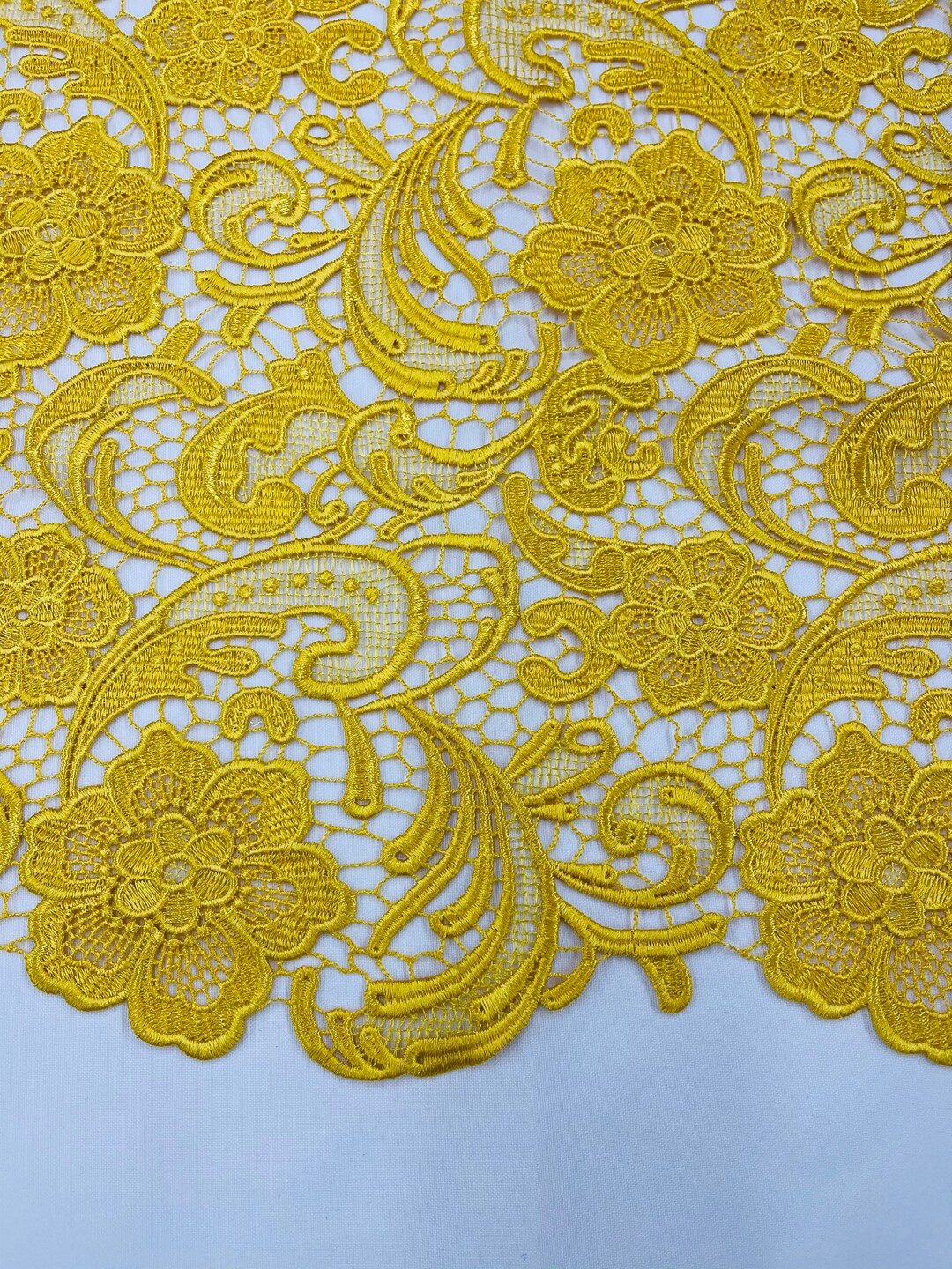 Yellow Floral Guipure Lace Fabric: Bridal Wedding Dress Lace - Etsy