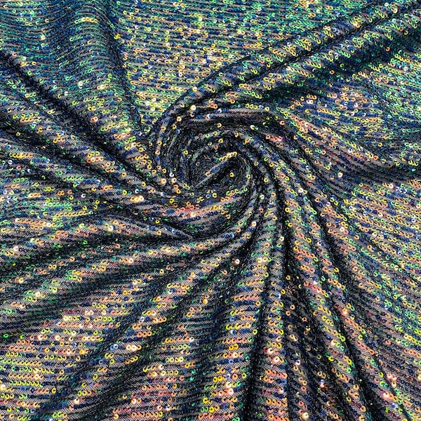 Rainbow Striped Sequin Fabric - Etsy