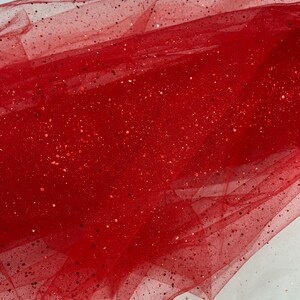 Red Sparkle Tulle Fabric With Glitter Fabric 60wide by Yard, Shimmer ...