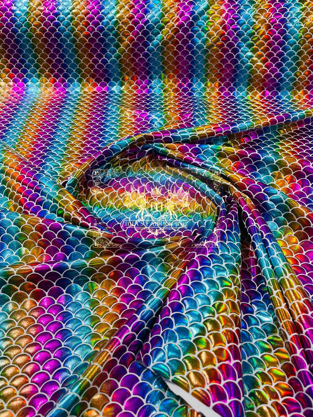 Iridescent Mermaid Fabric: Rainbow Metallic Nylon Spandex, 4-way ...