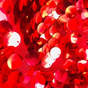 Red Round Sequin Paillette Iridescent, Tear Drop Mermaid Sequins Fabric ...