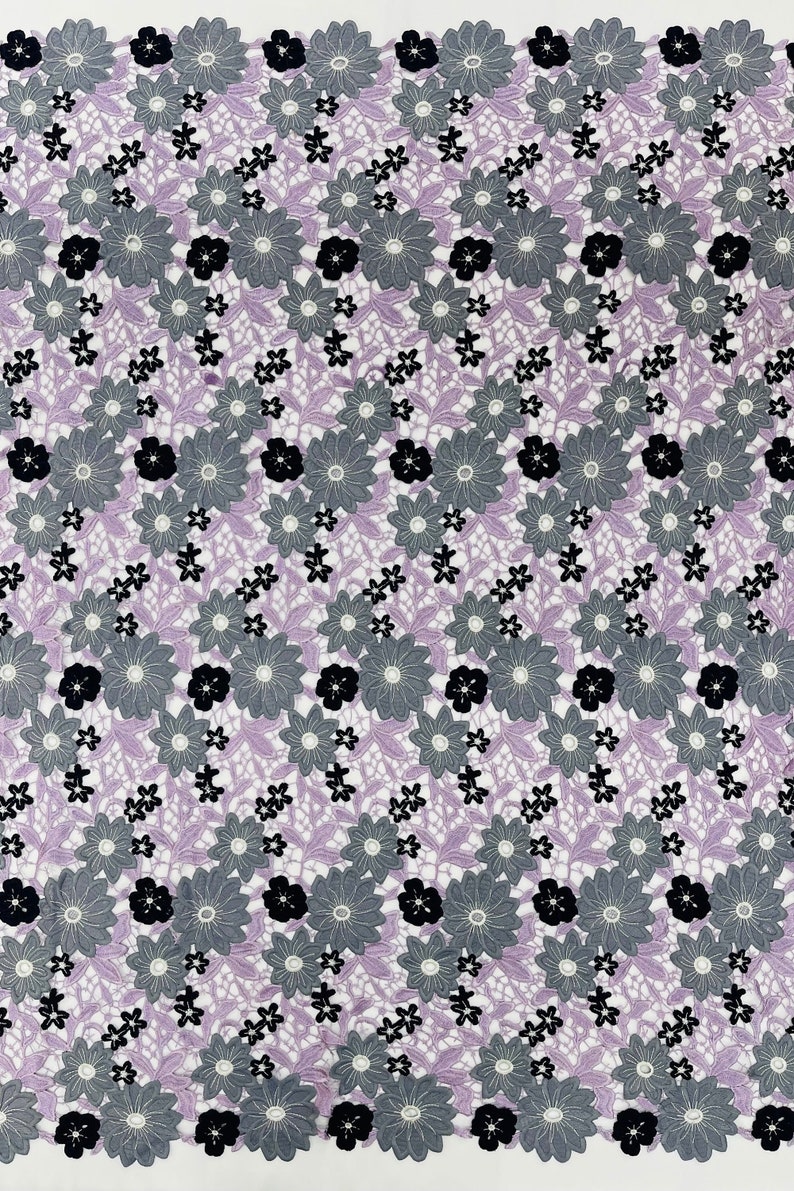 Lilac Floral Guipure Lace Fabric: Silver Flower Wedding Lace - Etsy