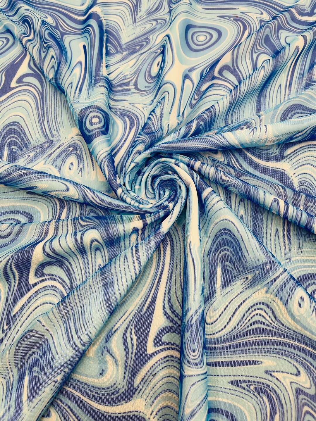 Blue Abstract Printed Power Mesh Fabric | Abstract Design Print | 60 ...
